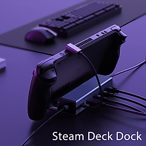 Docking Station for ASUS ROG Ally & Steam Deck, 6 in 1 Steam Deck Dock Stand -HDMI 2.0 4k@60Hz Gigabit Ethernet 3 USB 3.0 Port and USB-C PD Port