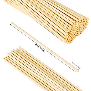 120PCS Wooden Dowel Rods, 1/4 x 8 Inch Round Unfinished Bamboo Dowel Rods, Wood Crafts Sticks Doweling Rods for Crafts and DIYers Arts Projects