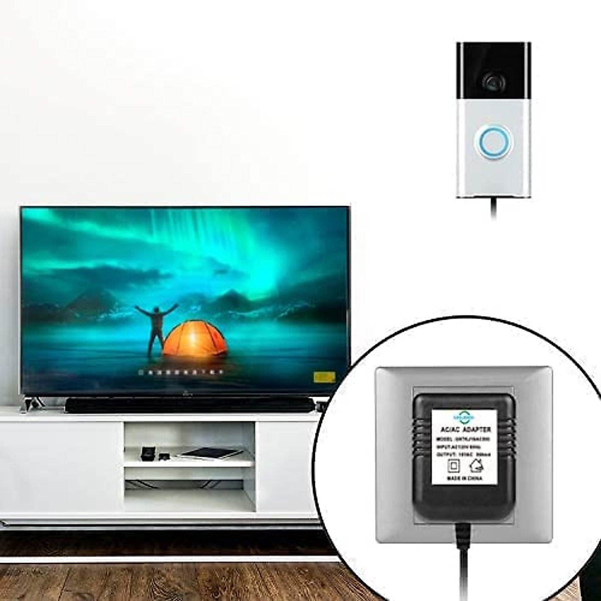 Video Doorbell Transformer 18V500MA Power Transformer Compatible with All Versions of Ring Doorbell and Nest Ecobee, Sensi and Honeywell Thermostats 26ft Cable (18V-26ft)