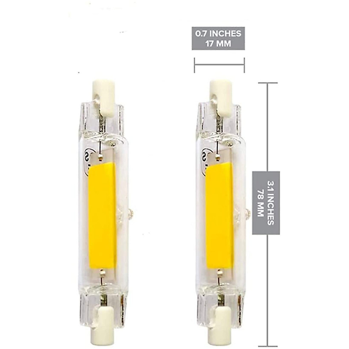 Qixivcom 2 Packs 78mm 10W R7S LED Bulbs LED COB Light 100W Halogen Equivalent J Type T3 120V R7S Dimmable Daylight White 6500K Double Ended R7S LED J78 Flood Light Landscape Lights Lamp Work Lighting