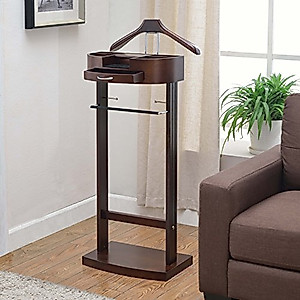Proman Products Crescent Moon Valet Stand VL16546 with Drawer, Top Tray, Contour Hanger, Trouser Bar, Tie & Belt Hooks and Shoe Rack