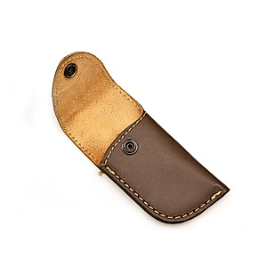 5" Genuine Leather Knife Holster with Belt Buckle – Holding Sheath for Pocket Knives, Folding Knife- Compact Draw EDC Knife Holster Belt – Brown, Camping, Hunting, and Outdoors.