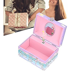 WJFMZS Musical Jewelry Box, Children Musical Jewelry Box Cartoon Pink Dancing Princess Music Box Jewelry Storage Case, Kids Toys with Mirror for Girls Birthday Gift