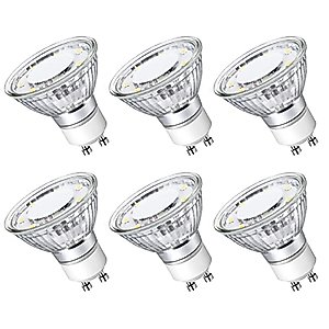 LE GU10 LED Light Bulbs Non-Dimmable, 5000K Daylight White GU10 Bulb Replacement for Recessed Track Lighting, 4W LED Bulbs with 100°Flood Beam for Kitchen, Range Hood, Living Room, Bedroom, 6 Pack