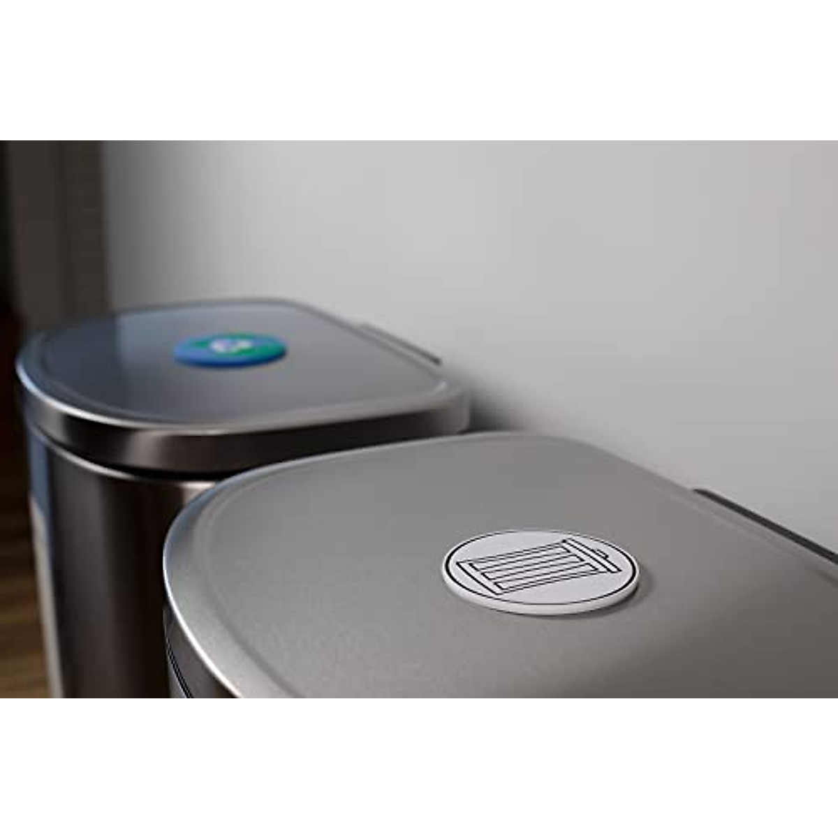 Recycle and Trash Magnets 2 Set, Trash Recycle Magnet for Trash Cans & Recycle Bin, Strong Earth Recycle Sticker for Trash Can, Kitchen Trash Can Combo Labels, 3.35 Inch Diameter