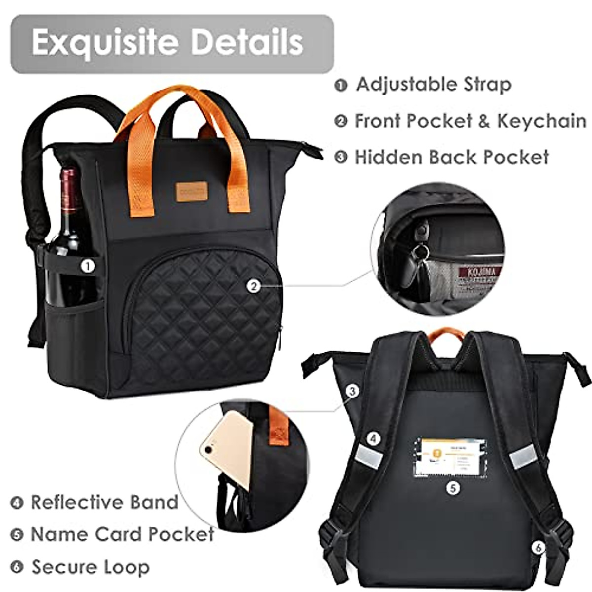 BAGSPRITE Insulated Backpack Cooler for Women, Soft Cooler Backpack with Ice Pack, 24 Can Small Ice Chest Backpack, Waterproof Large Insulated Lunch Bags, Small Lunch Backpack for Camping, Beach