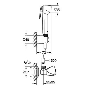 Grohe Tempesta F Trigger Spray 30 Wall Holder Set with Shut-Off Valve 1 Type of Jet, Pack of 1 26357000, Chrome