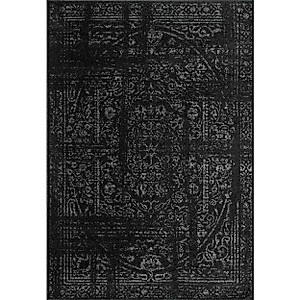 nuLOOM Arlena Vintage Traditional Area Rug - 7x9 Area Rug Modern/Contemporary Black/Grey Rugs for Living Room Bedroom Dining Room Kitchen