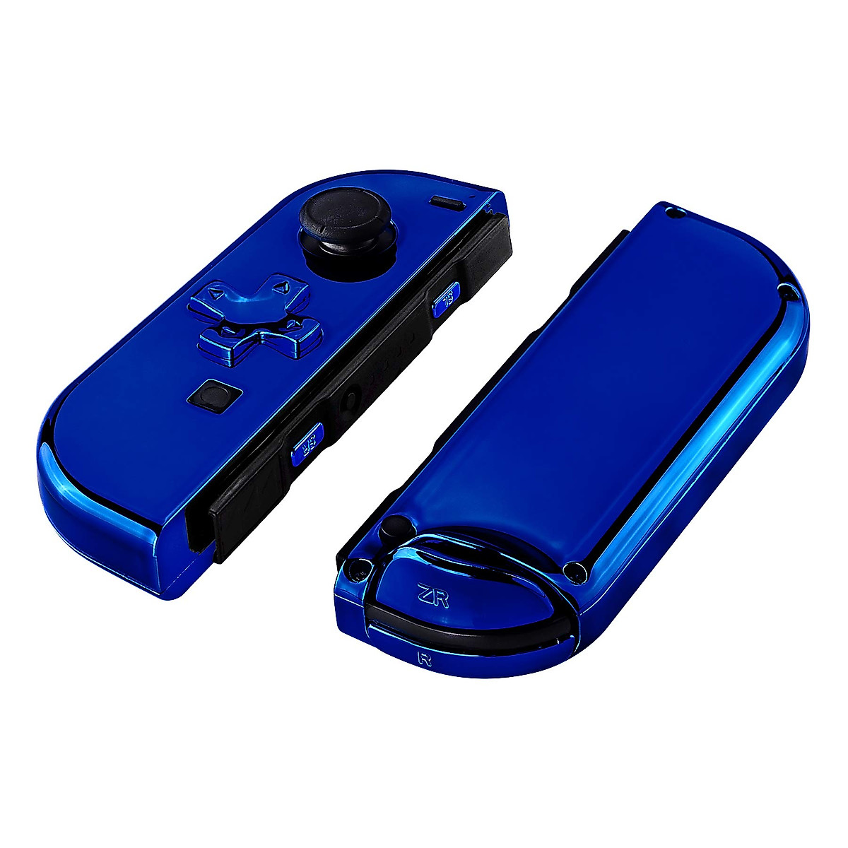 eXtremeRate Chrome Blue Joycon Handheld Controller Housing (D-Pad Version) w/Full Set Buttons, DIY Replacement Shell Case for Nintendo Switch & Switch OLED Model Joy-Con – Console Shell NOT Included