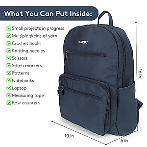 Olikraft Crochet Bag Organizer - Yarn Bag for Crochet Accessories and Gadgets, Knitting Bag for Yarn Storage & Crochet Supplies, Crochet Bags Crocheting, Knitting bags and totes (Blue)