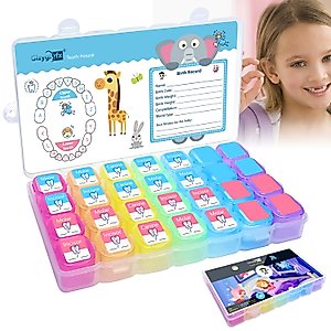 Glzyglyfx Tooth Fairy Box, Tooth Keepsake Box, Stores Lost Teeth for Kids,Baby Teeth Storage for Boys and Girls，PP Material Tooth Holder for Kids Baby Shower & Birthday Gift Keeping The Child Memory.