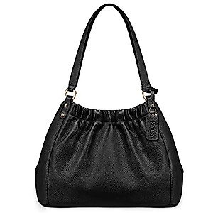 Kattee Soft Women Genuine Leather Hobo Totes Purses and Handbags Satchel Top Handle Shoulder Bags (Black)