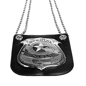 Joy Join Kids Police dress up Accessories Pretend Play Special Police Badge with Chain(Black)