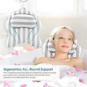 Bath Pillow, Bathtub Pillow Bath Pillow Bathtub Pillow, for Neck and Shoulder Spa Bathroom Accessories Bath Pillow 3D Air Mesh Comfortable Soft Bath Cushion with 6 Suction Cups for Tub Bath Cushion