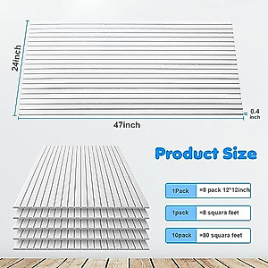 Woanger 10 Pack Large Acoustic Panels, Soundproof Sound Absorbing Wall Panels, 47 x 24 Inch Self Adhesive Acoustic Sound Dampening Panels for Room Recording Studio(White)