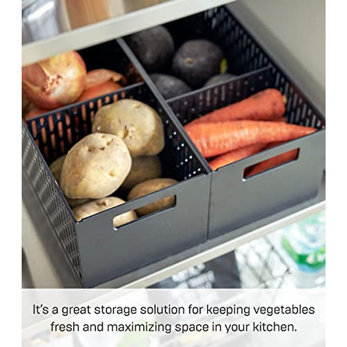 YAMAZAKI home 5021 Stacking Fruit Vegetable Basket, One Size, Black