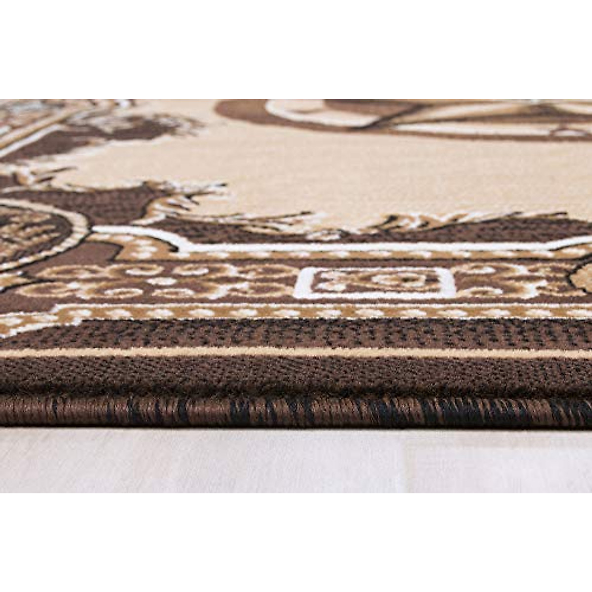 Allstar 5x7 Traditional Accent Rug in Berber with Chocolate Western Texas Star Design (5' x 7')