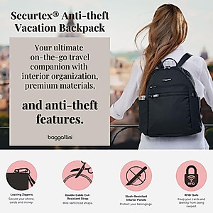 Baggallini womens Securtex® Anti-theft Vacation Backpack, Black, One Size US