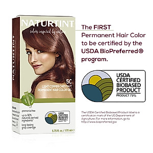 Naturtint 5C Light Copper Chestnut Permanent Hair Color (Pack of 1), Ammonia Free, Vegan, Cruelty Free, up to 100% Gray Coverage, Long Lasting Results (Packaging may vary)