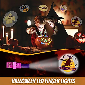 Halloween Party Favors for Kids, 40PCS Light Up Finger Lights Halloween Goodie Bag Fillers, Non Candy Halloween Treats Glow in The Dark Halloween Toys Bulk for Pinata Stuffers, Classroom Prizes Gifts