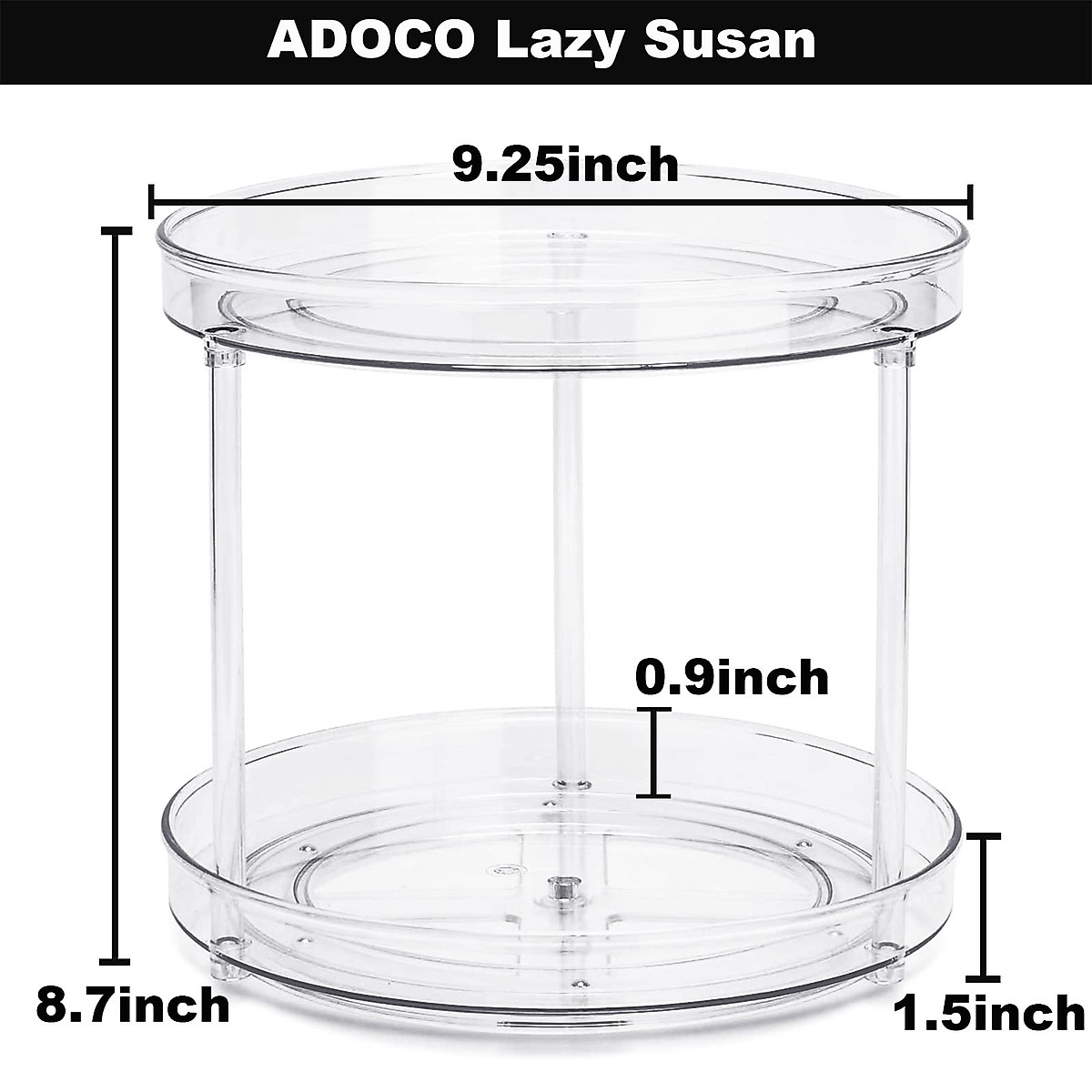 2 Tier and 3 Tier Lazy Susan Organizer 9.25Inch, Bathroom Organizer Make up Organizer and Storage
