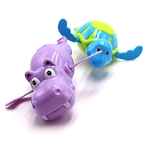 SPADORIVE Floating Wind-up Bath Water Toys - 6 Pcs Sea Animal Bath Toy for Kids and Toddlers - Turtle Hippo Crocodile Hippocampus Fish, Bathtub Playset Clockwor