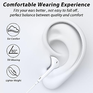 iPhone Earbuds Headphones with Lightning Connector [MFi Certified] Built-in Microphone & Volume Control, Noise Isolating Wired Earphones for iPhone 14/13/12/11/XR/XS/X/8/7/SE, Support All iOS