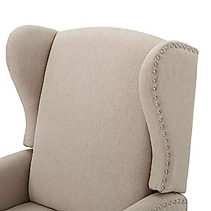 GDFStudio Westeros Traditional Wingback Fabric Recliner Chair (Wheat)