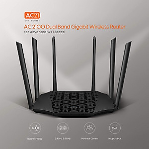 Tenda AC21 Smart WiFi Router - Dual Band Gigabit Wireless (up to 2033 Mbps) Internet Router for Home, 4X4 MU-MIMO Technology, Parental Control Compatible with Alexa (AC2100)