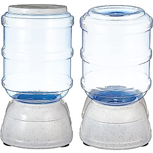 Amazon Basics Automatic Dog Cat Water Dispenser Gravity Feeder Set, Small, 6-Pound Food Capacity, 1-Gallon, Gray