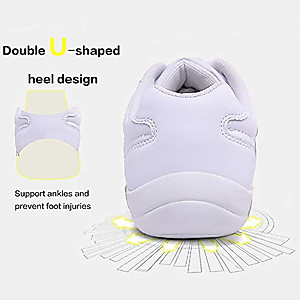 CADIDL Mfreely Cheer Shoes for Women White Cheerleading Athletic Dance Shoes Flats Tennis Walking Sneakers for Girls White 7 B (M) US