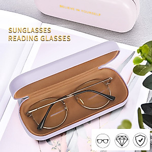 Unaone 2 Pack Eyeglass Case for Women Man, Light Portable Hard Shell Sunglasses Case Clamshell Glasses Protection Case,Pink and Purple