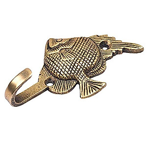 Indian Shelf Handmade 2 Piece Vintage Towel Hanger for Wall Golden Antique Coat Rack Brass Wall Hooks Fish Hat Rack Towel Hooks