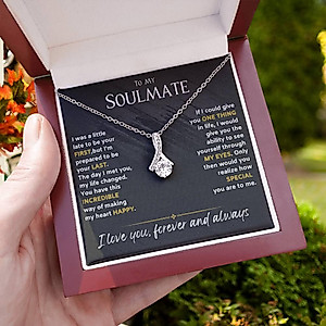 ROMESIA To My Soulmate Necklace For Women. Necklace for Girlfriend or To My Wife Necklace, Necklaces for Women Select 14k White Gold finish, 18K Yellow finish or Rose Gold Finish. Gifts for Girlfriend