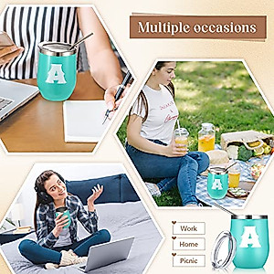 Gejoy Personalized Initial Tumbler, Graduation Gifts, 12oz Stainless Steel Wine Tumbler Monogrammed Mug for Graduation Retirement Gift for Women Men, Teacher Nurse Appreciation Gift(A Style)