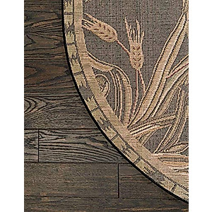 Unique Loom Barnyard Collection French Country Inspired Cottage Rooster Design Area Rug (5' 0 x 8' 0 Oval, Black/Ivory)