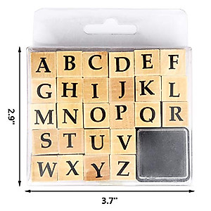 Wooden Rubber Stamps, Miayon 52Pcs Vintage Wood Letter Stamps Alphabet Stamps for Card Making DIY Craft Scrapbooking
