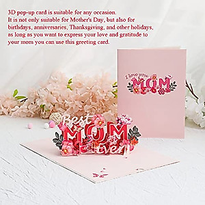 3D Pop Up Card for Mom 7.87''*5.9''Mothers Day Pop Up Card with Envelope and Blank Note Tag,Best Mom Ever,Pop Up Cards All Occasion for Birthday Mothers Day Thank You Cards,Anniversary,Get Well