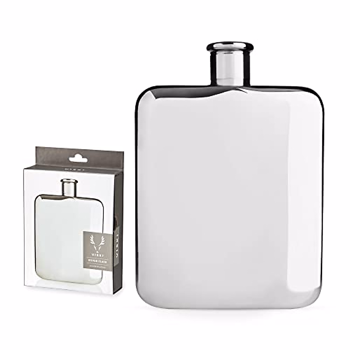 Viski Silver Flask, Polished Stainless Steel Flask with Screw Top for Alcohol, Liquor Flask for Men, 6 Ounces, Set of 1