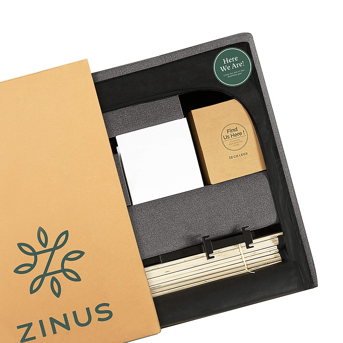 ZINUS Lottie Upholstered Platform Bed Frame with Short Headboard / Mattress Foundation / Wood Slat Support / No Box Spring Needed / Easy Assembly, Grey, Twin