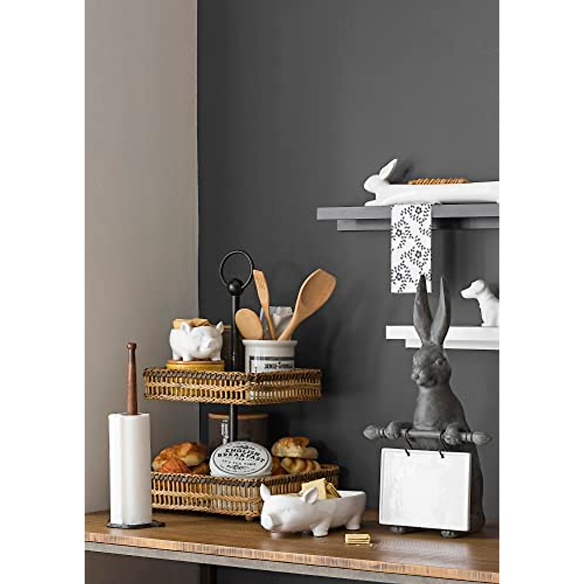 Creative Co-Op Farmhouse Ceramic Pig Shaped Bowl, White