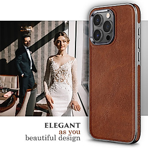 LOHASIC PU Leather Case for iPhone 15 Pro, Luxury Elegant Vintage Phone Cover for Men Women, Anti-Slip Grip Scratch Resistant TPU Bumper, 6.1 Inch, 5G, 2023 - Brown Grey
