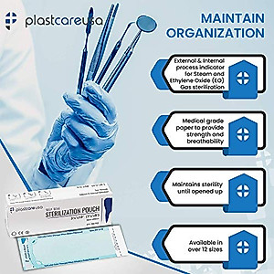 200 12 Inch x 19 Inch Sterilization Pouches, Sterilizer Autoclave Bags for Sterilizing Dental Medical Instruments and Cleaning Tools