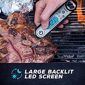 Kizen IP100 Digital Meat Thermometer - Instant Read Waterproof Food Thermometers with Bottle Opener for Kitchen, Outdoor Cooking & Grilling - Red