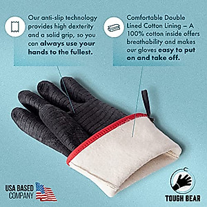 Heat Resistant Neoprene Black Gloves for BBQ - 932°F Tolerance - Waterproof & Oil Resistant - Grilling Mitts for Men & Women - High Heat Fireproof Gloves for Cooking - Baking Grilling Camping