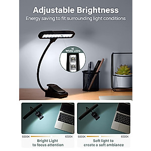 Kootek Music Stand Light, Eye Caring Clip-on Piano Light, 360° Flexible Neck Adjustable Brightness USB Rechargeable Light Lamp for Piano, Sheet Music, Book Reading