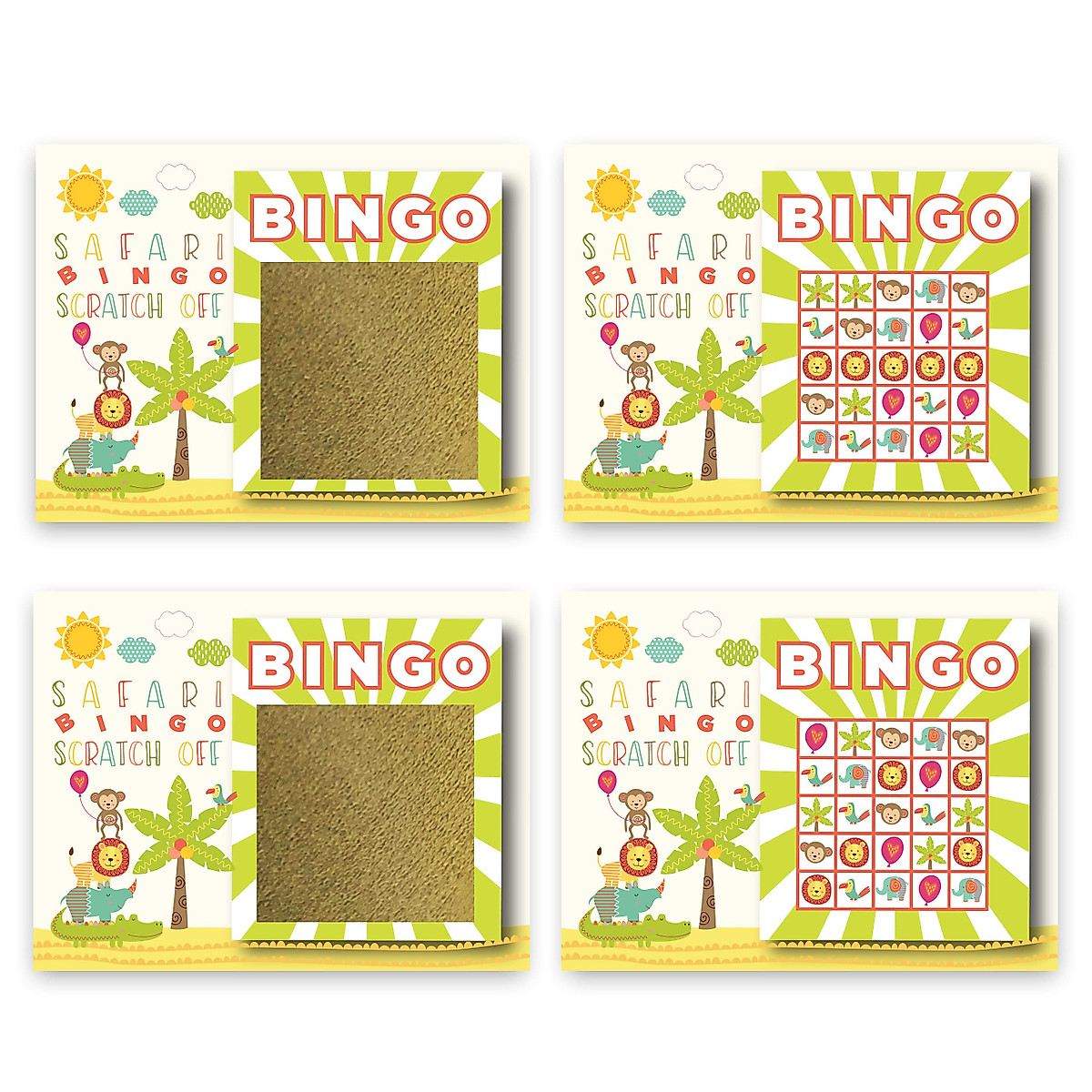 My Scratch Offs - 26 Pack Safari Baby Shower Bingo Scratch Off Game & Lottery Ticket Cards Fun and Easy Perfect for Games, Birthday Party for Family and Friends