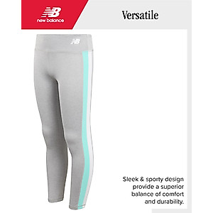 New Balance Girls' Active Leggings - 2 Pack Full Length Performance Yoga Pants (7-16), Size 14-16, Black/Pink Grey