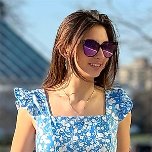 LVIOE Oversized Polarized Sunglasses for Women Trendy Large Cat Eye UV Protection Shade LS1627s