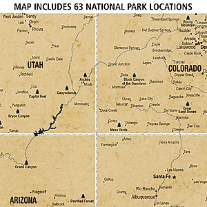 Holy Cow Canvas Personalized Gold & Navy Textured Push Pin Map United States on Canvas, US Travel Map with Pins to Mark Travels, USA Map Pin Board, Best Gift for People Who Travel Gift for Traveler